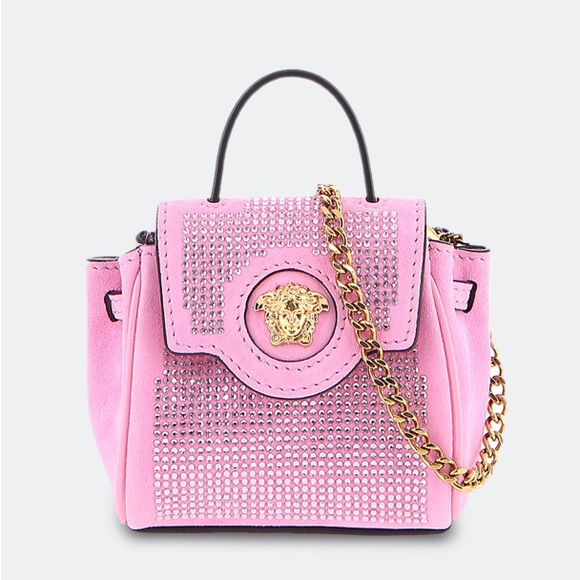 Versace | Bags | Versace La Medusa Mini Crystal Embellished Leather ...